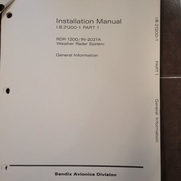 Bendix RDR-1200, IN-2021A Radar install manual. – G's Plane Stuff