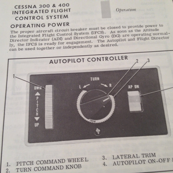 Cessna ARC 300 & 400 IFCS Integrated Flight Control Owner's Manual. – G's Plane Stuff