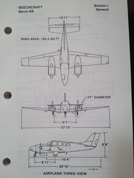 Raytheon Beechcraft Baron 58 & 58A Pilot's Operating Handbook. POH. – G ...