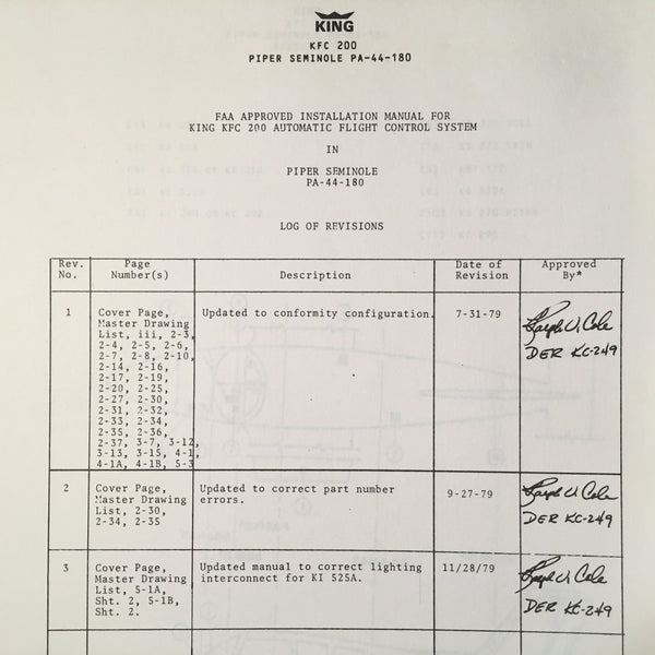 KFC 200 autopilot in Piper Seminole PA-44-180 STC Service Manual. – G's ...