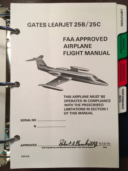 Gates Learjet Model 25B & 25C Airplane Flight Manual. – G's Plane Stuff