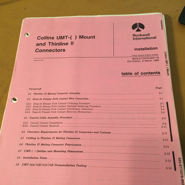 Collins UMT & Thinline Connectors Install Manual. – G's Plane Stuff