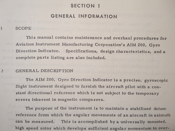AIM Directional Gyro 200 & 200E Maintenance & Overhaul Manual. – G's ...