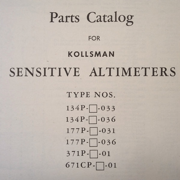 Kollsman Parts Catalog for Sensitive Altimeters. – G's Plane Stuff