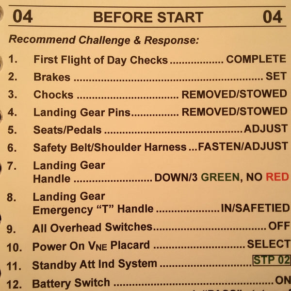 Sikorsky S-76C+ Normal Procedures Pilot Checklist. – G's Plane Stuff