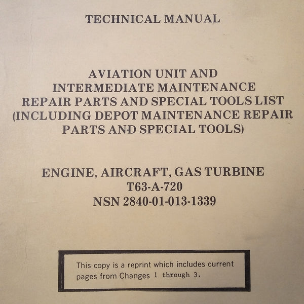 Allison T63-A-720 Turbine Parts Manual. – G's Plane Stuff