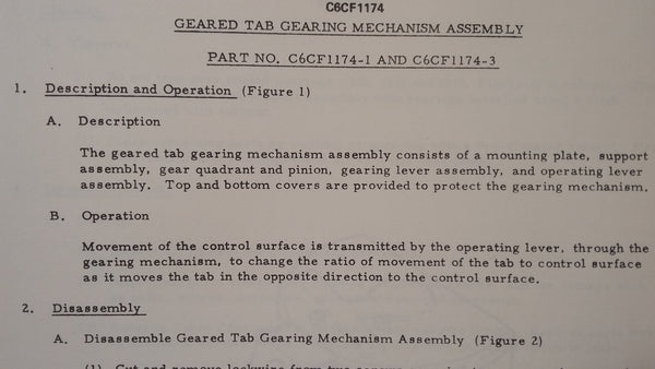 De Havilland Geared Tab Gearing Mechanism Assembly C6CF1174-1 and C6CF ...