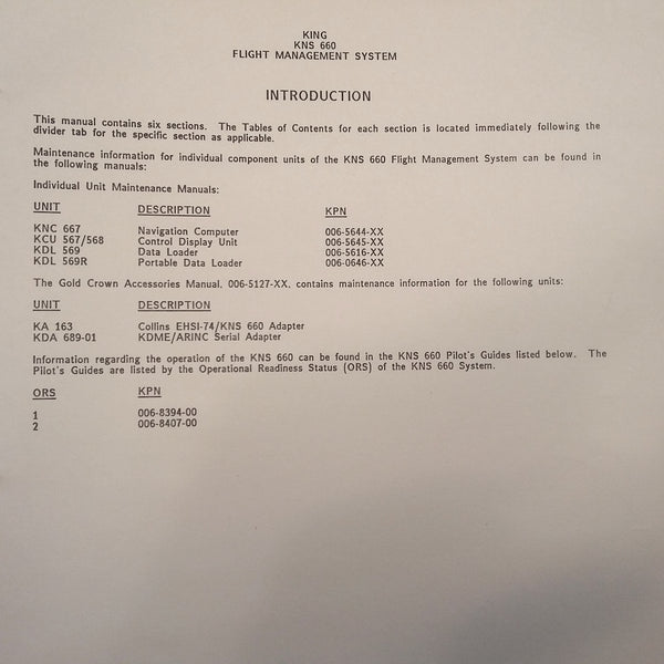 King KNS-660 Flight Management System Manual & Install Manual. – G's ...