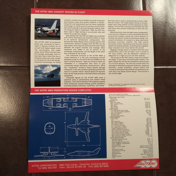 Avtek 400A Sales Brochure, 4 page, 5.5 x 8.5". – G's Plane Stuff