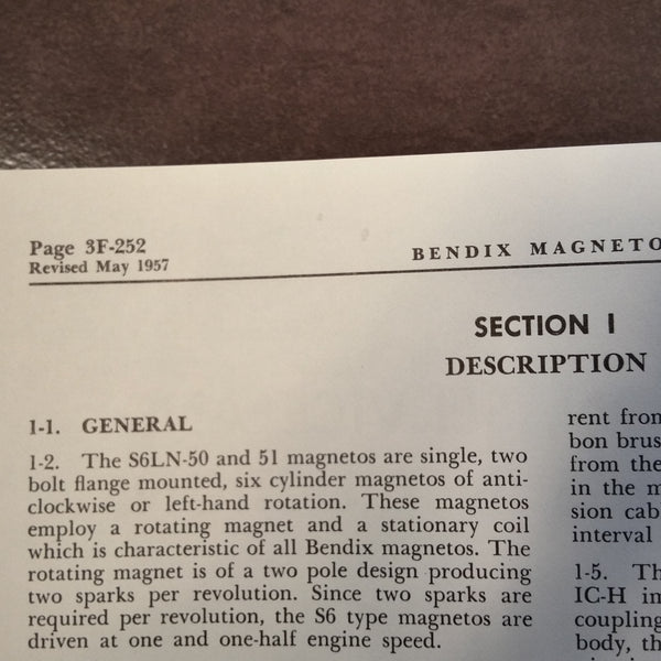 Bendix Scintilla S6LN-50 and S6LN-51 Install, Service Maintenance Inst ...