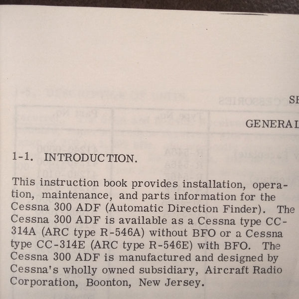 Cessna ARC 300 ADF CC-314A & CC-314E aka 546A/E Install, Service & Par ...