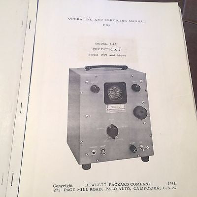 Hewlett Packard HP 417A VHF Detector Service Manual. – G's Plane Stuff