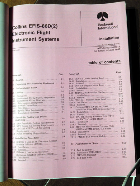 Collins EFIS-86D(2) Install Manual for Electronic Flight Instrument Sy ...