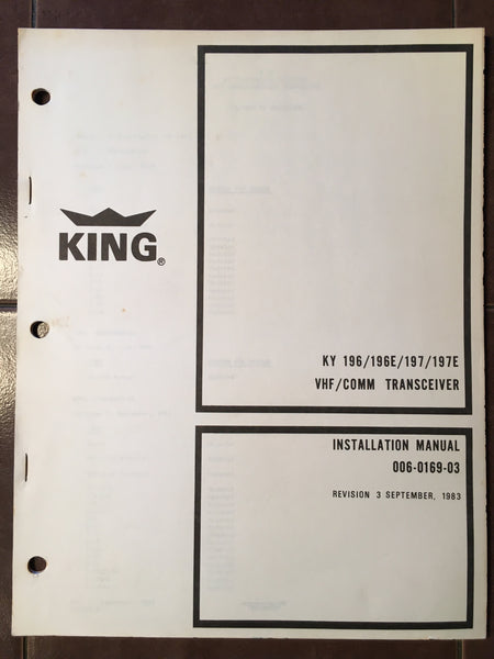King KY-196, 196E, 197, and 197E Install Manual. – G's Plane Stuff