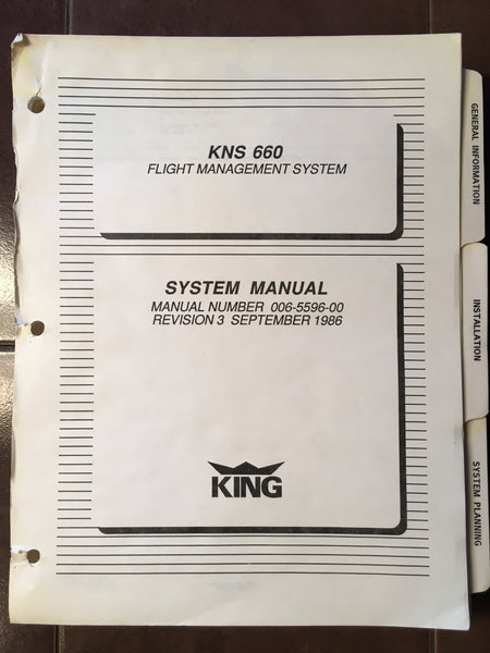 King KNS-660 Flight Management System Manual & Install Manual. – G's ...