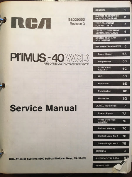 RCA Avionics Primus 40 WXD Weather Radar Service Manual. – G's Plane Stuff