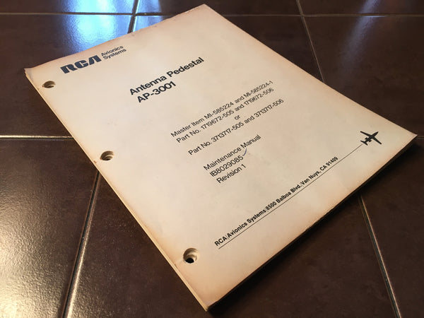 RCA AP-3001 Radar Antenna Pedestal Service & Parts Manual. – G's Plane ...