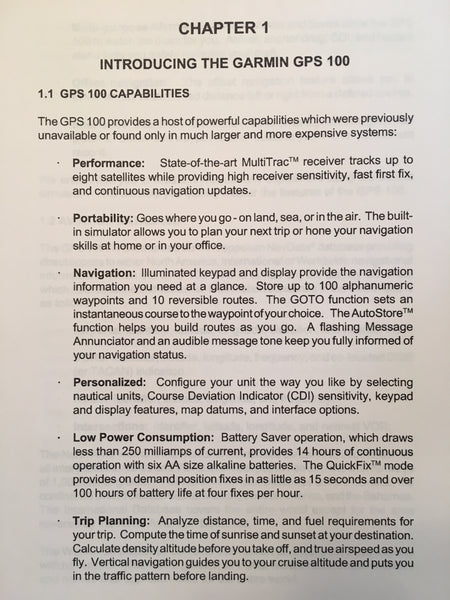 Garmin GPS 100 AVD Owner's Manual. – G's Plane Stuff
