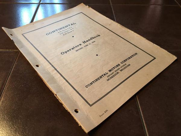 1939 Continental A50, A65, A75 Operator's Handbook. – G's Plane Stuff