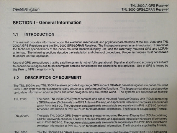 Trimble TNL 2000A & TNL 3000 Install & Checkout Manual. – G's Plane Stuff