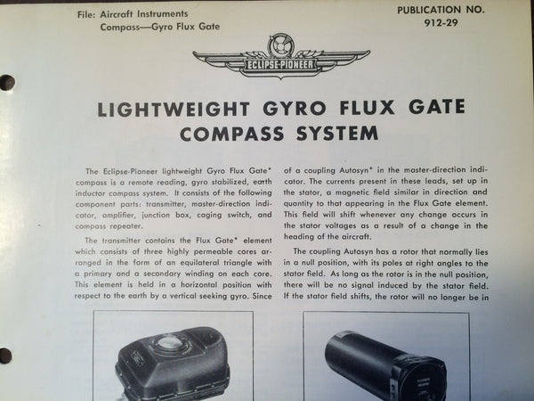 Bendix Eclipse Pioneer Gyro Flux Gate Compass System Description & Int ...