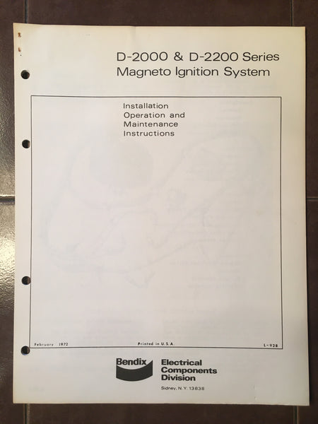 Bendix D-2000 & D-2200 Magnetos System, Install, Operation & Maintenan ...
