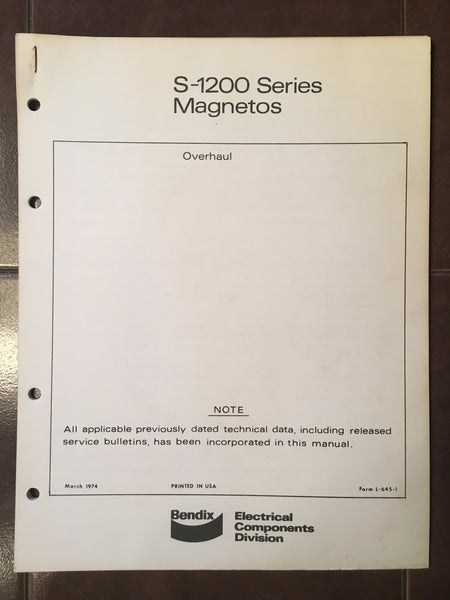 Bendix S-1200 Magnetos Overhaul Instructions Booklet. – G's Plane Stuff