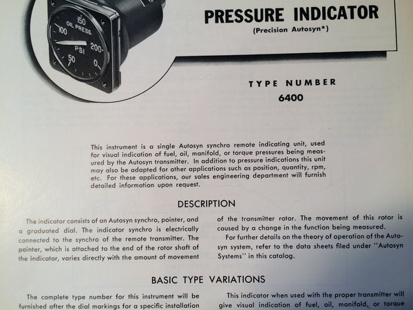 Bendix Indicator 6400 Description, Interconnect Pin-outs & Internal Sc ...