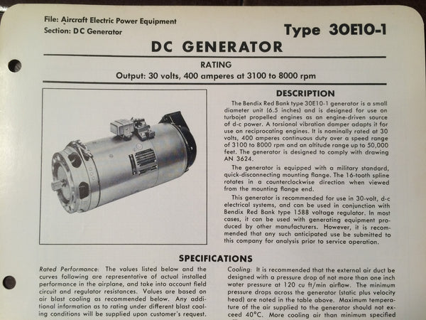 Bendix DC Generator Type 30E10-1 Description, Internal & External Sche ...