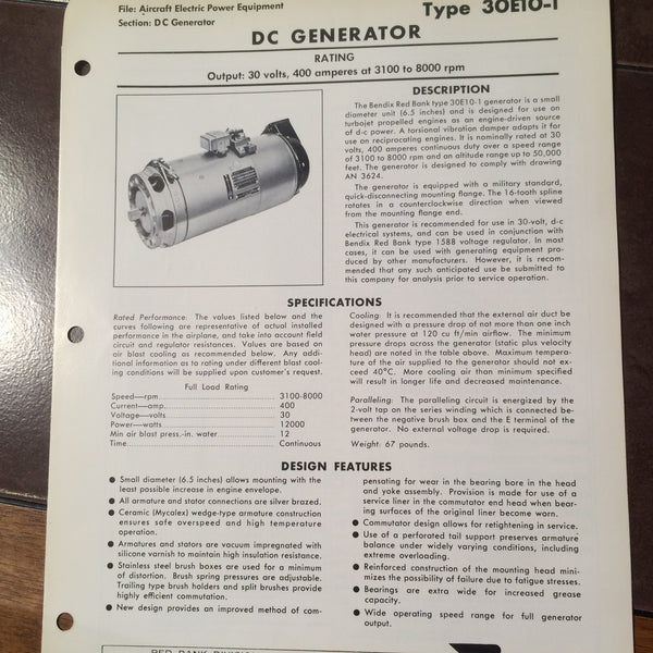Bendix DC Generator Type 30E10-1 Description, Internal & External Sche ...