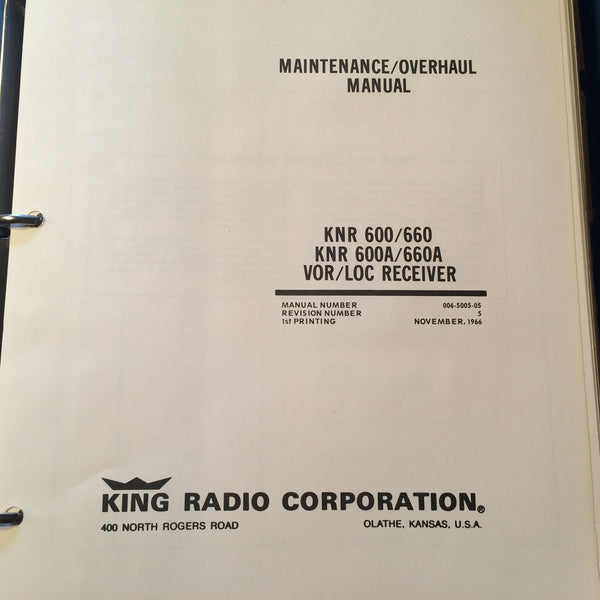 King KNR 600, 660, 600A & 660A NAV LOC Service Manual. – G's Plane Stuff