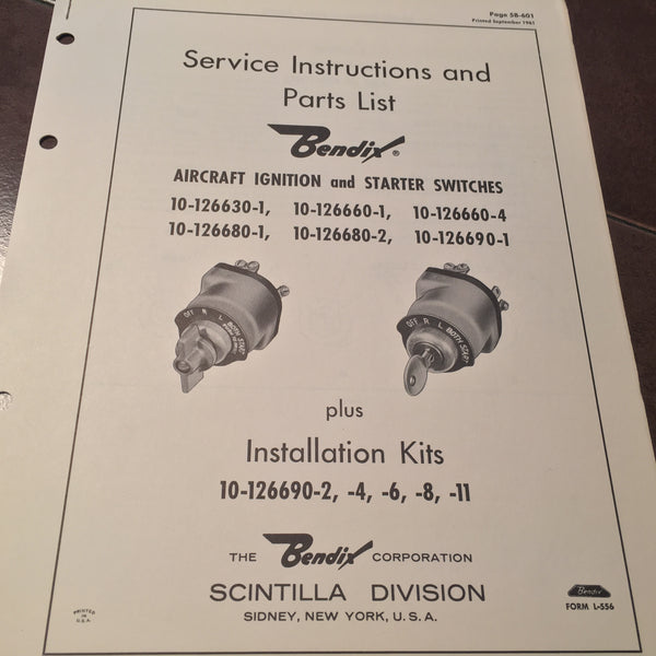 Bendix Aircraft Ignition & Starter Switches Service & Parts Booklet. C ...