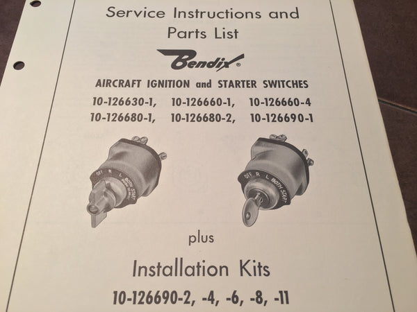 Bendix Aircraft Ignition & Starter Switches Service & Parts Booklet. C ...