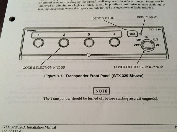 Garmin GTX-320 and GTX-320A Transponder Install Manual. – G's Plane Stuff