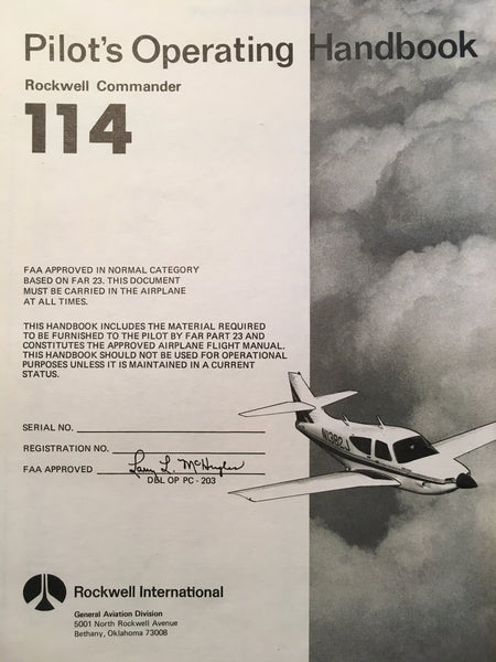 Rockwell Commander 114 Pilot's Operating Manual. – G's Plane Stuff