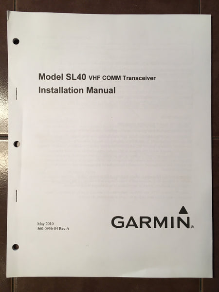 Garmin SL40 VHF Comm Install Manual. – G's Plane Stuff
