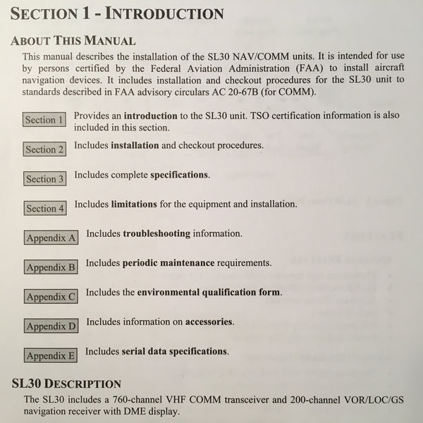 Garmin SL30 Nav Comm Install Manual. – G's Plane Stuff