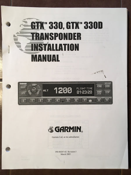 Garmin GTX-330 & GTX-330D Transponder Install Manual. – G's Plane Stuff