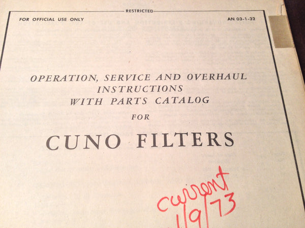 1944 Cuno Auto-Klean Filters Operation, Service Overhaul & Parts Manua ...
