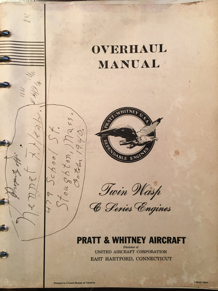 Original 1940 Pratt Whitney Twin Wasp C Series Overhaul Manual. – G's ...