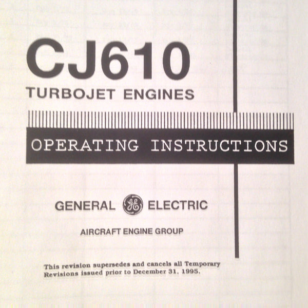 General Electric GE CJ610 TurboJet Engine Operating Instruction Flight ...