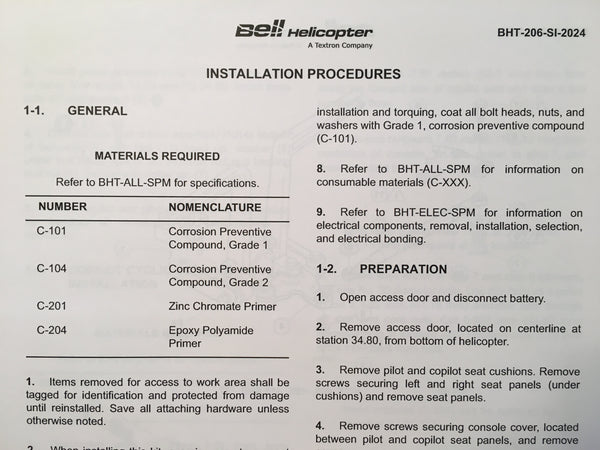 Bell 206L Dual Controls Quick Disconnect Service Instruction Manual ...