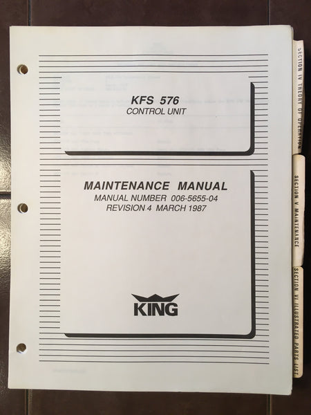 King Radio KFS 576 Control Unit Service Manual. – G's Plane Stuff