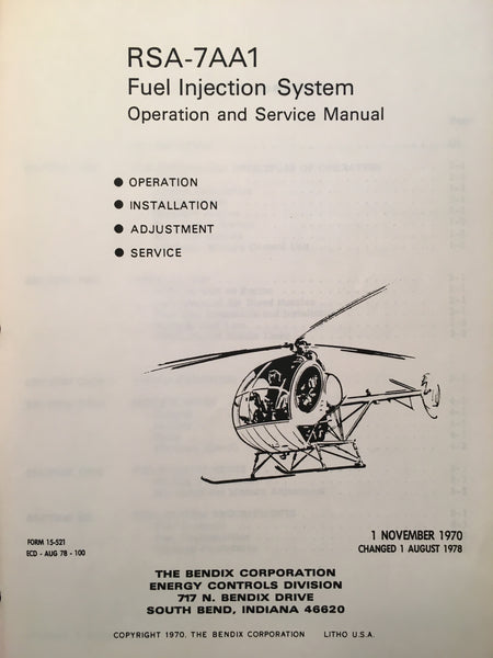 Bendix RSA-7AA1 Fuel Injection Operation & Service Manual. – G's Plane ...