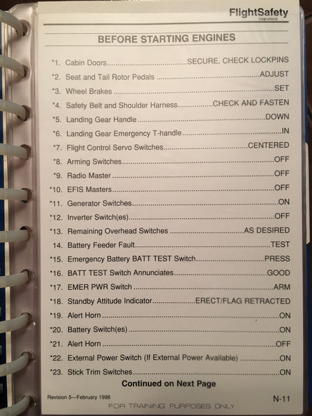 FlightSafety Sikorsky S-76B Normal Procedures Checklist. – G's Plane Stuff