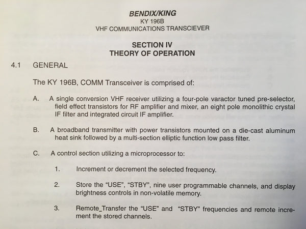 King KY 196B Comm Service Manual. – G's Plane Stuff