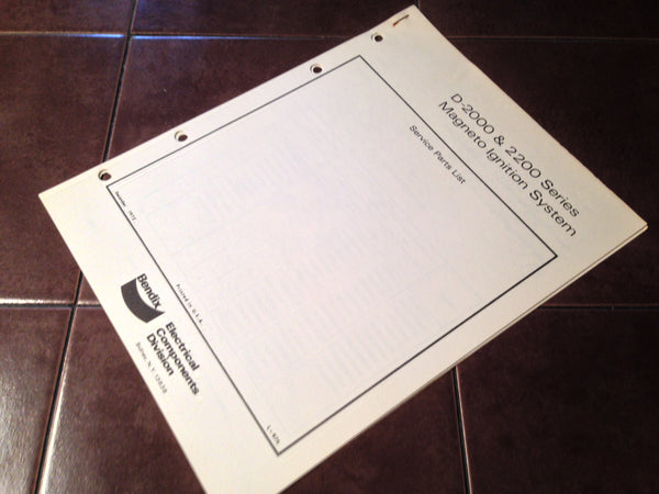 Bendix D-2000 & D-2200 Magneto Ignition System Parts Manual. – G's ...