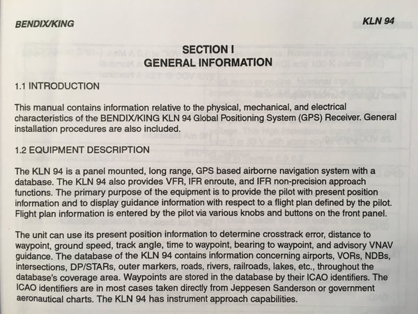 Honeywell King KLN-94 GPS Install Manual. – G's Plane Stuff