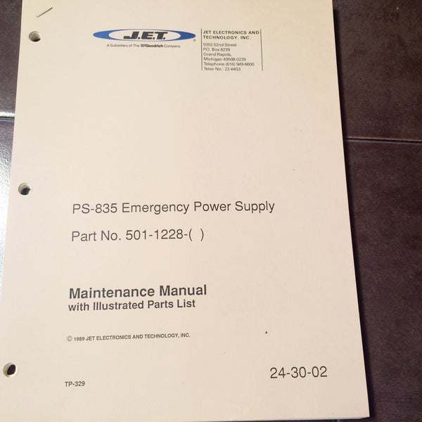 JET Electronics, JET PS-835 Power Supply Maintenance & Parts Manual. C ...