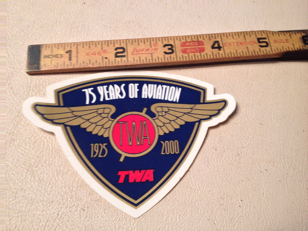Original TWA 1925-2000 "75 Years of Aviation" Sticker Decal , 4" x 3 ...